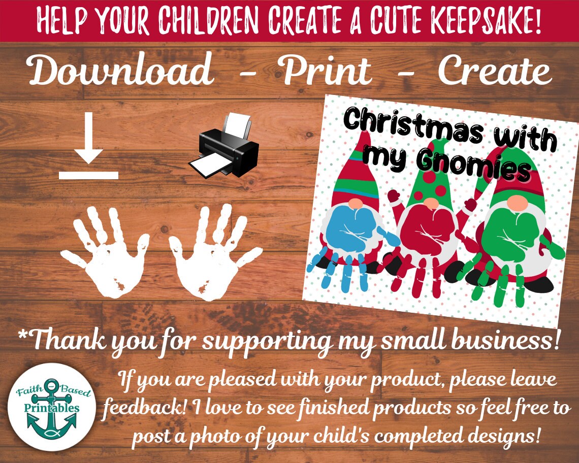 Gnome Christmas Handprint Art Craft Christmas With My Gnomies - Etsy