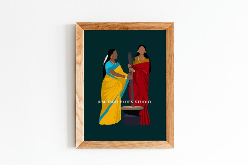 Ural & Ulakkai | Indian Women Illustration | Art Print | Brown Girl ...