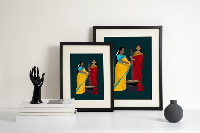 Ural & Ulakkai | Indian Women Illustration | Art Print | Brown Girl ...