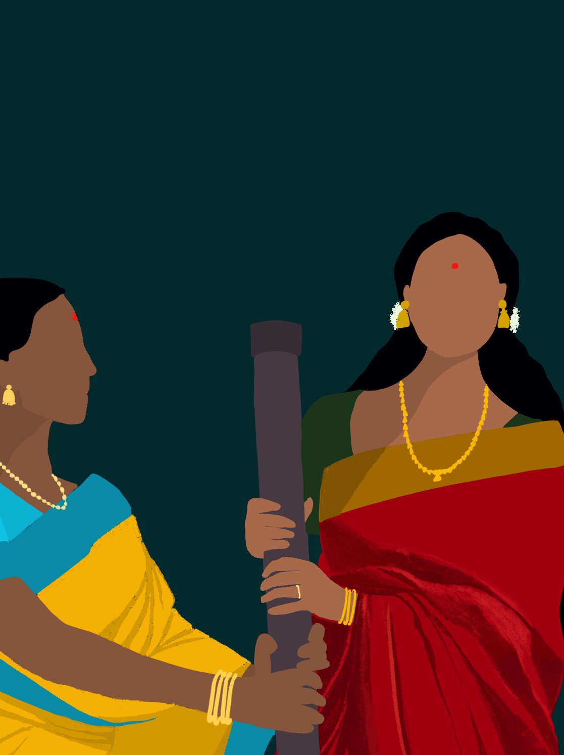 Ural & Ulakkai | Indian Women Illustration | Art Print | Brown Girl ...