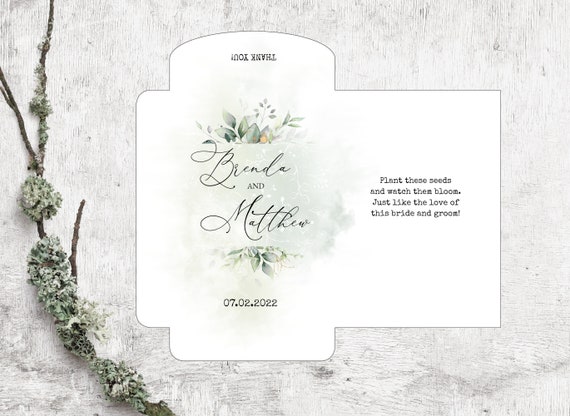 Greenery Seed Packet Template DIY Favor Eco Friendly - Etsy