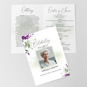 Funeral Program Template, Obituary Program Template, Memorial Service ...