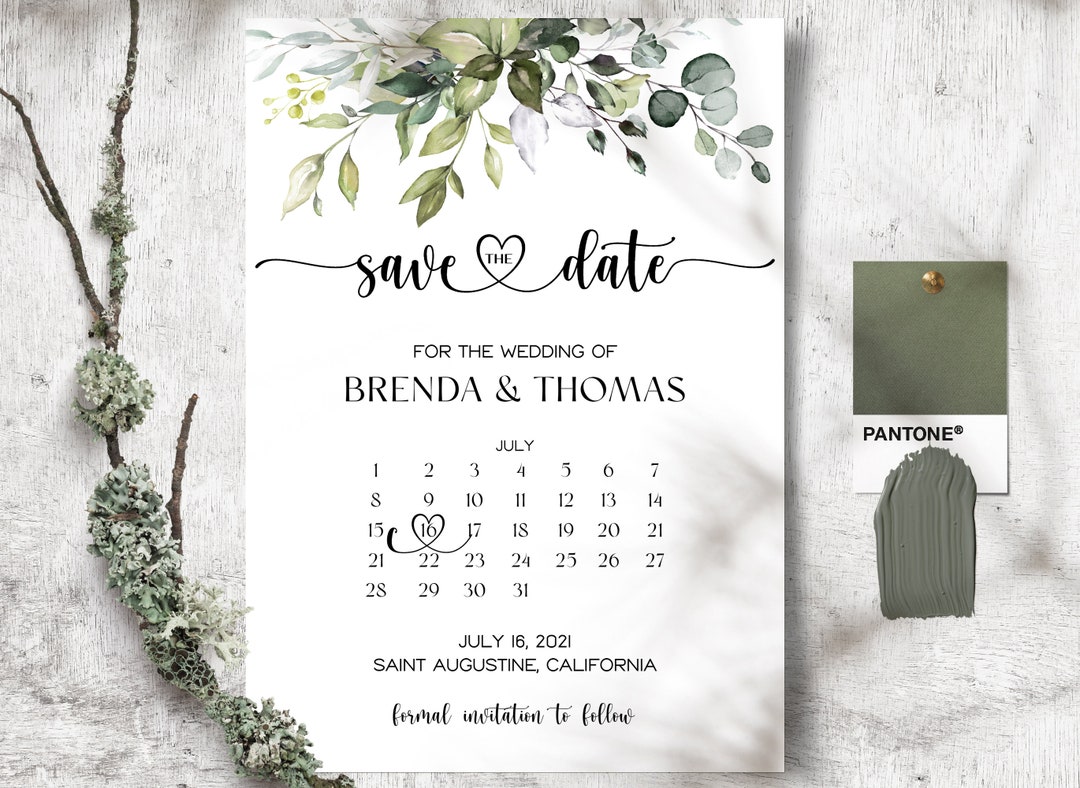 Plantilla De calendario Save The Date, Plantilla de invitación Save the ...
