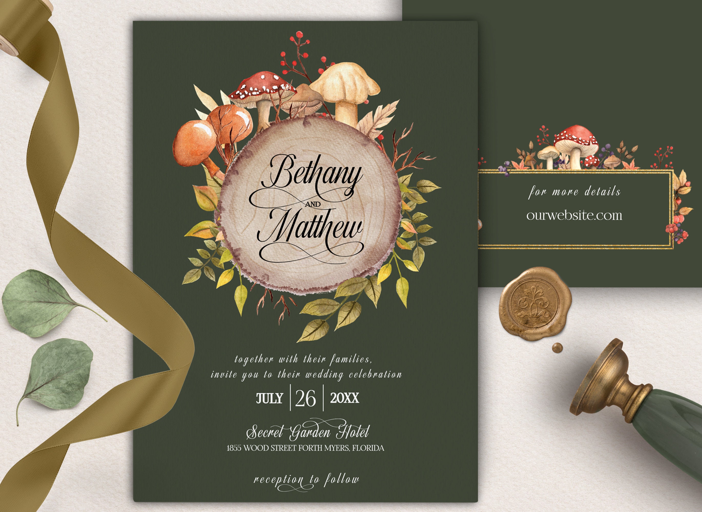 Woodland Wedding Invitation Suite, Mountain, Fairytale Mushroom Wedding ...