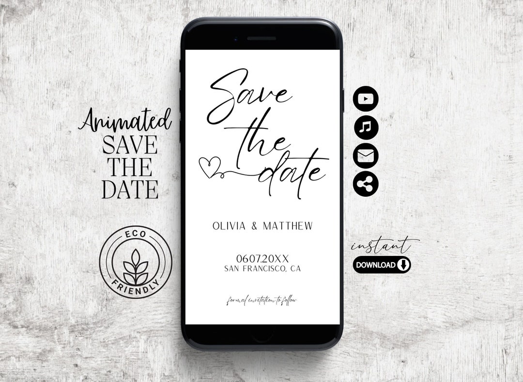 Video Save the Date Template, Motion Invitation, Phone Save the Date ...