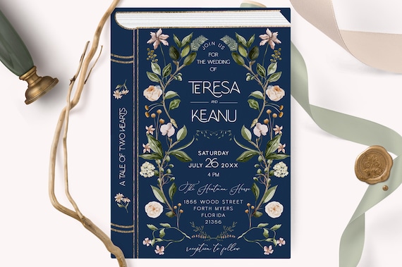 Wedding Invitation Vintage Book Page Template