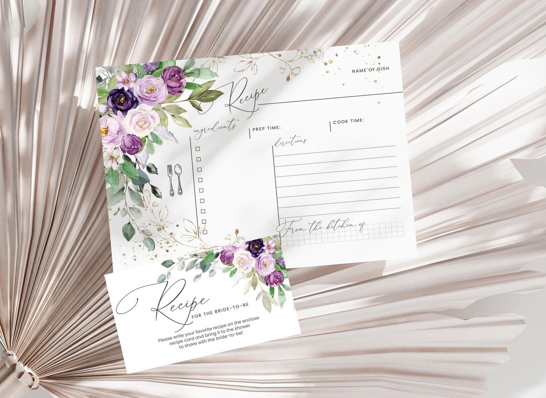 Recipe Card Template, Recipe for Bride to Be, Printable Bridal Shower ...