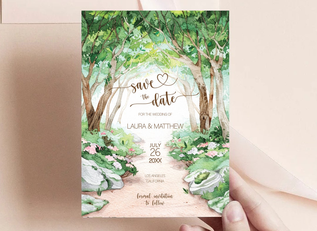 Forest Save the Date Template, Boho Save the Date, Enchanted Forest ...