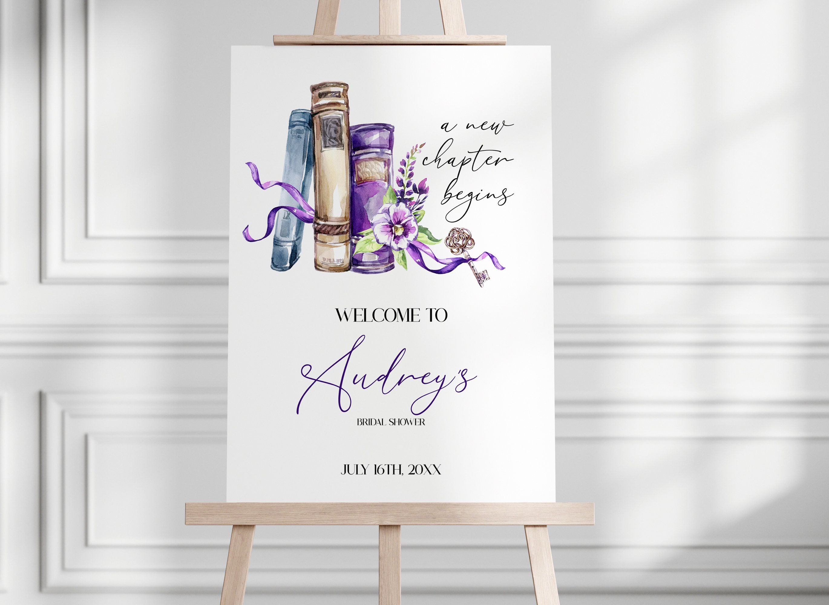 Book Bridal Shower Welcome Sign Template, Library Shower Sign, New ...