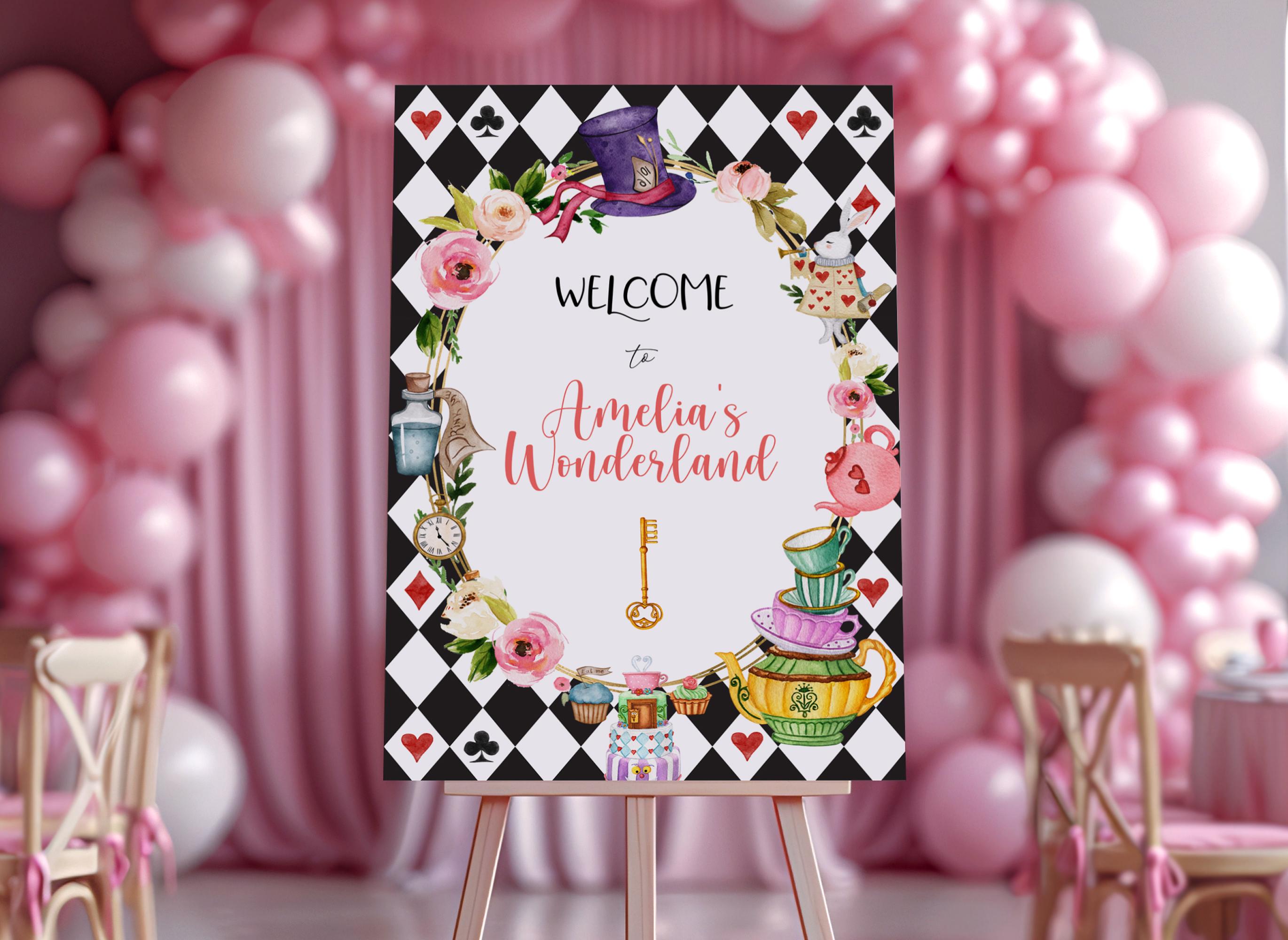 Alice in Wonderland Welcome Sign, Alice in Onederland 1st Birthday, Mad ...