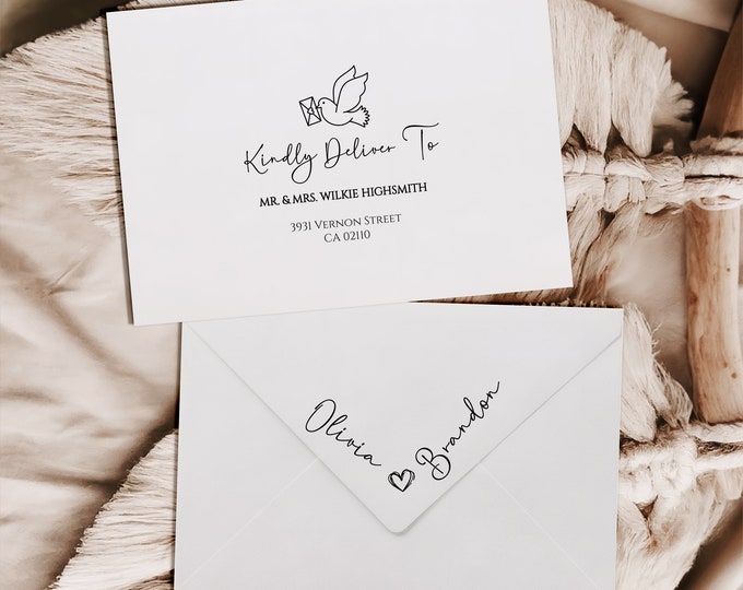 Dove - Hand Drawn Illustration Wedding Envelope, Guest Addressing ...