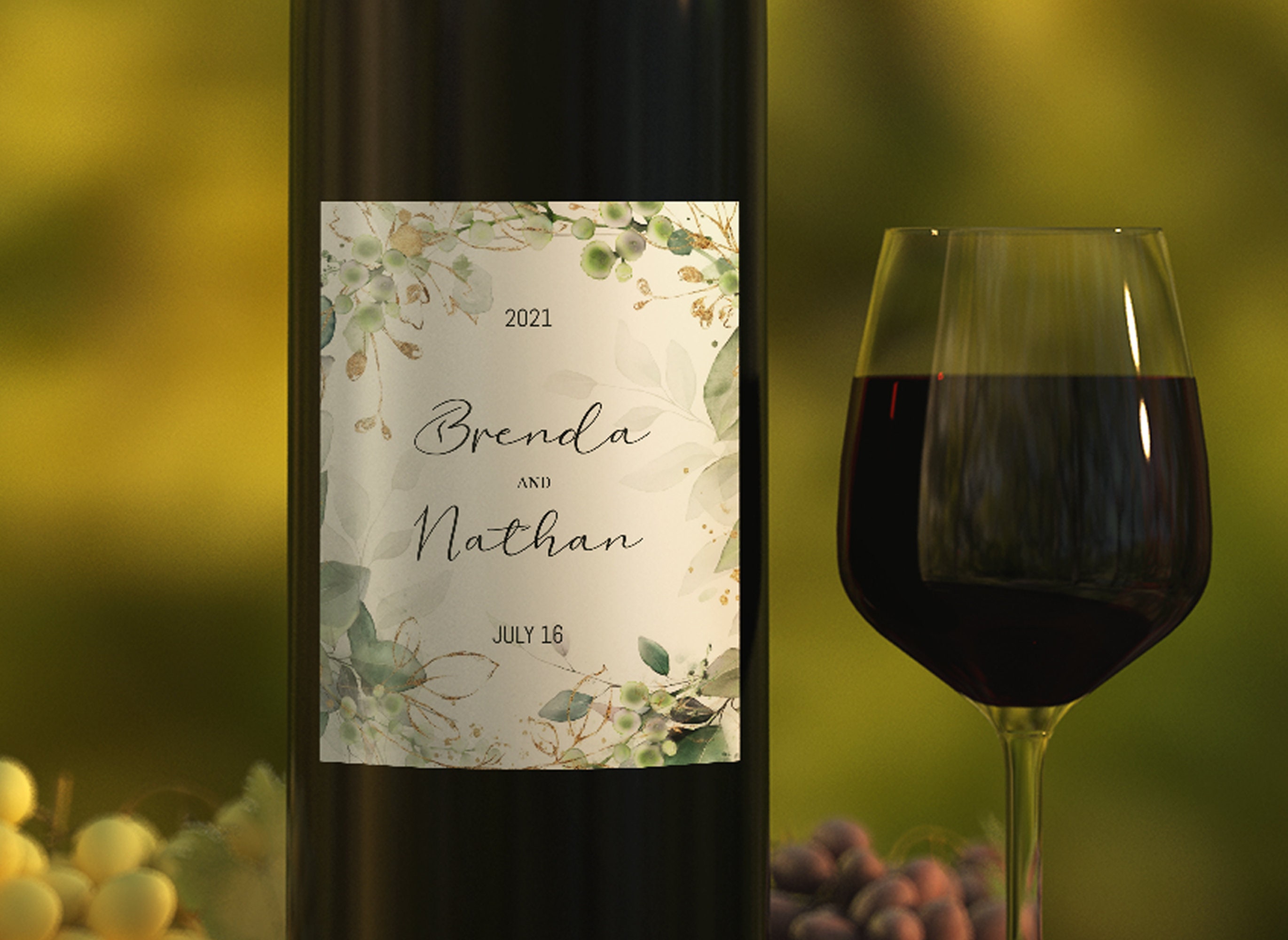 Wine Bottle Label Template, Printable Wedding Wine Sticker, Personal ...