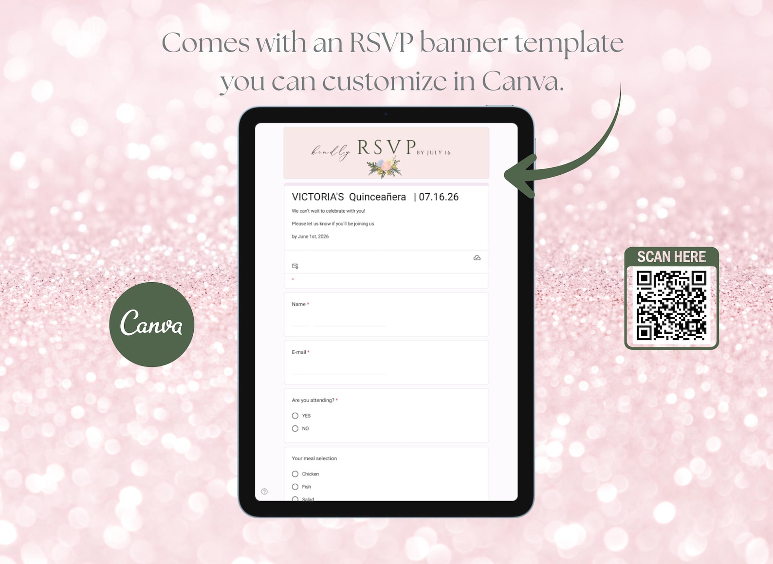 Pastel Pink Quinceanera Website Template With Trackable RSVP, Canva ...