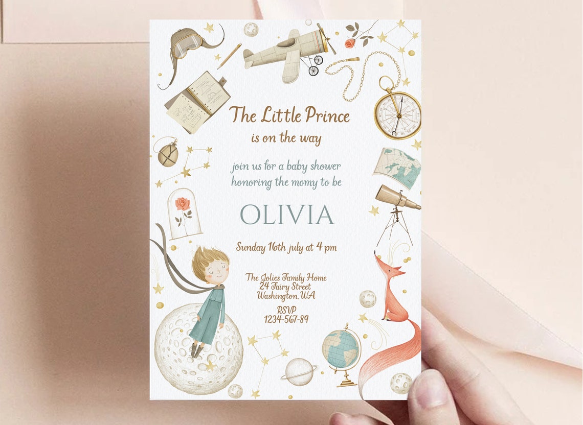 Little Prince Baby Shower Invitation, Le Petit Prince Baby Shower ...
