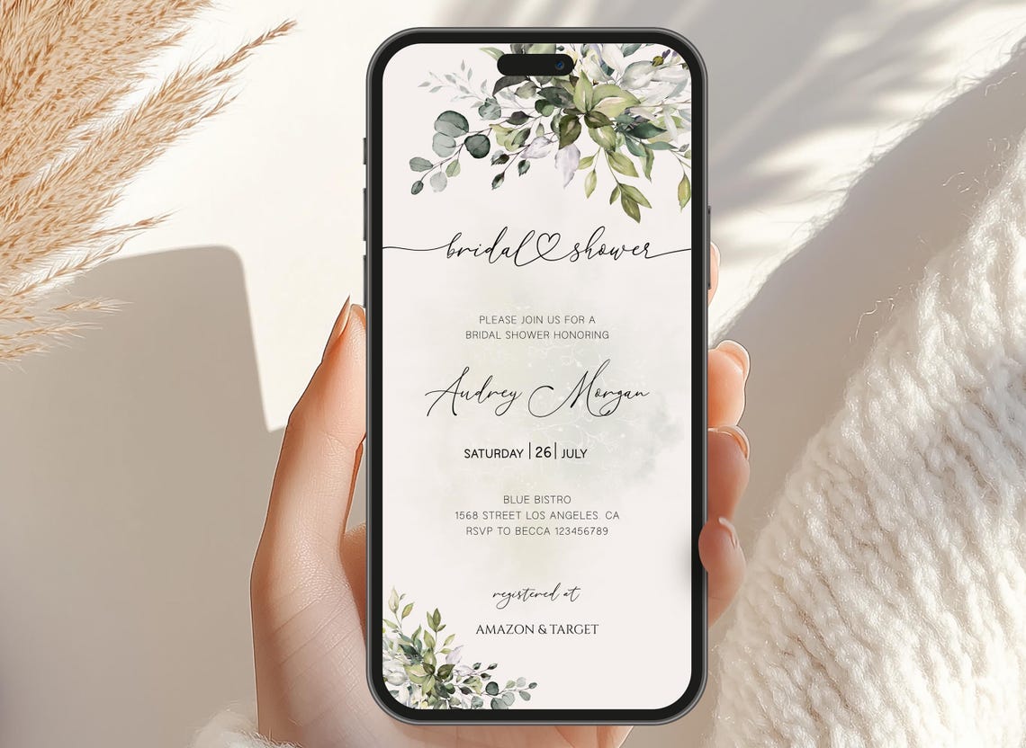 Eucalyptus Bridal Shower Invitation Template, Bridal Shower Invite ...