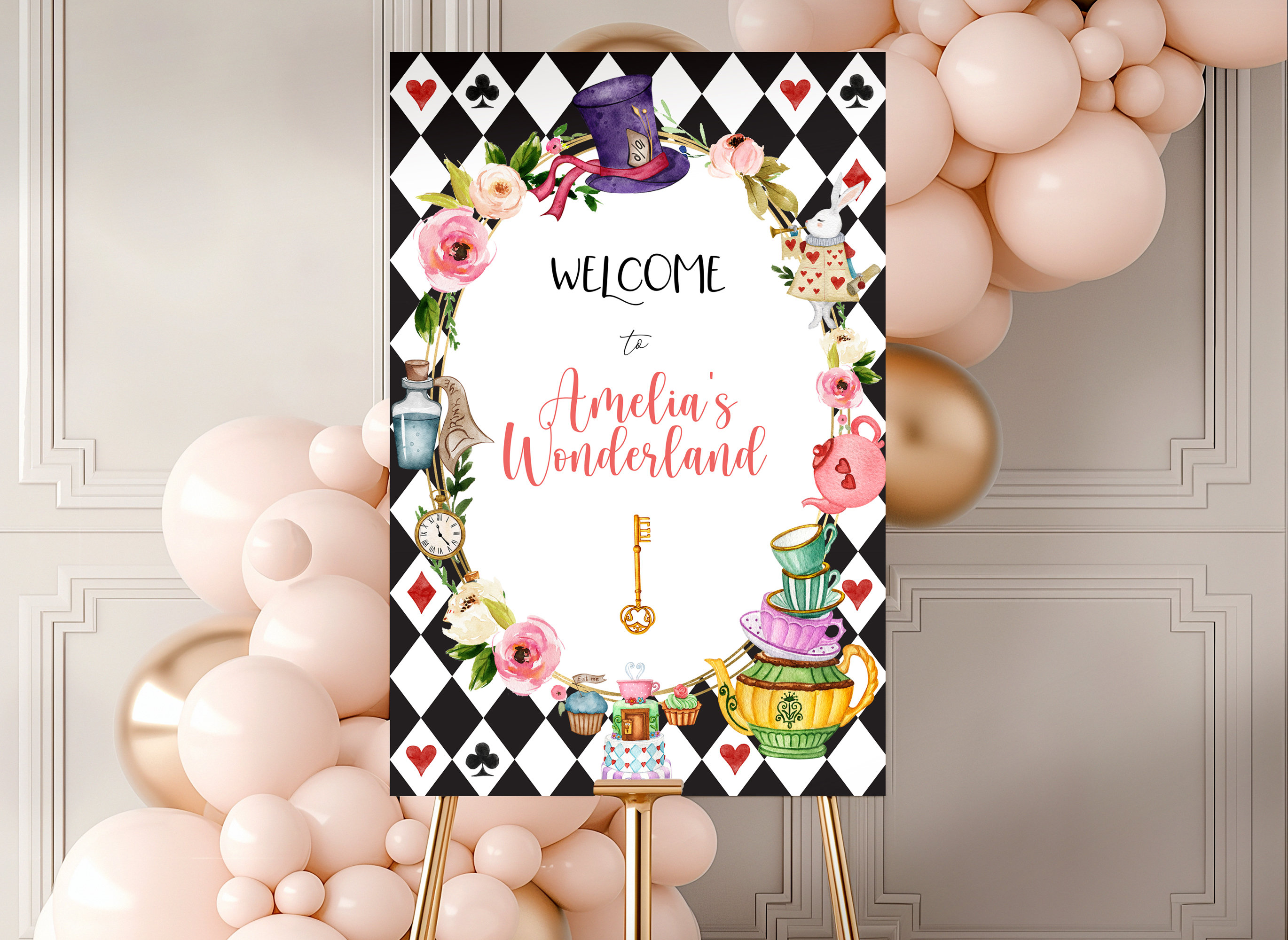 Alice in Wonderland Welcome Sign, Alice in Onederland 1st Birthday, Mad ...