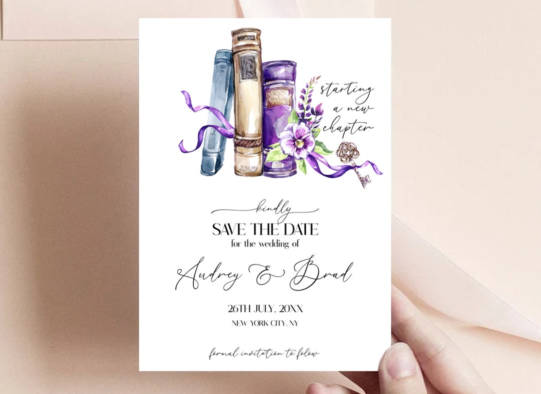 Book Themed Save the Date Template, Literary Book Invite, Book Themed ...