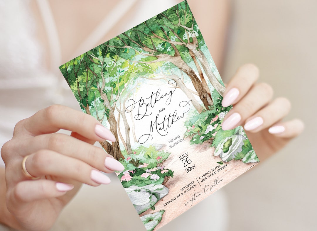 Forest Wedding Invitation Template, Tree Wedding Invitation, Enchanted ...