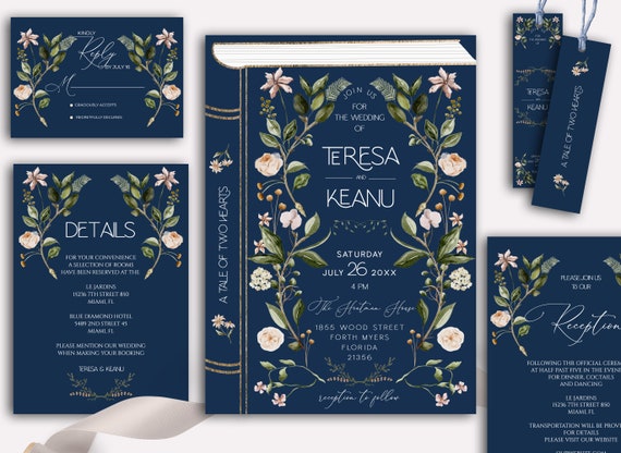 Book Theme Wedding Invitation Templates