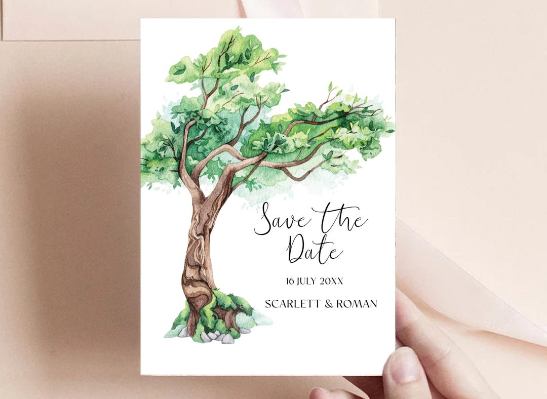 Tree Save the Date Template, Watercolor Tree, Forest Save the Date ...