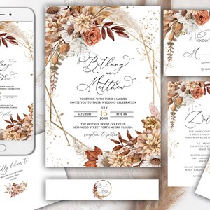 Fall Autumn Wedding Template Kit, Autumn Wedding Invitation Set, Rustic ...
