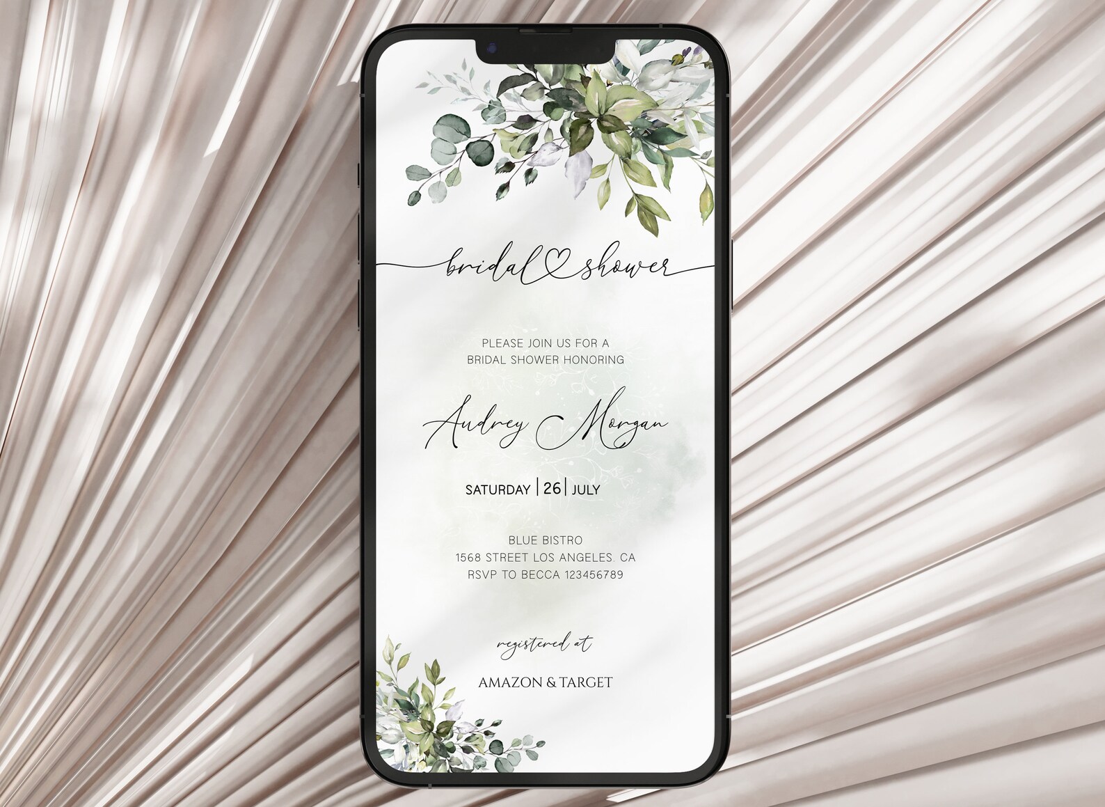 Eucalyptus Bridal Shower Invitation Template, Bridal Shower Invite ...