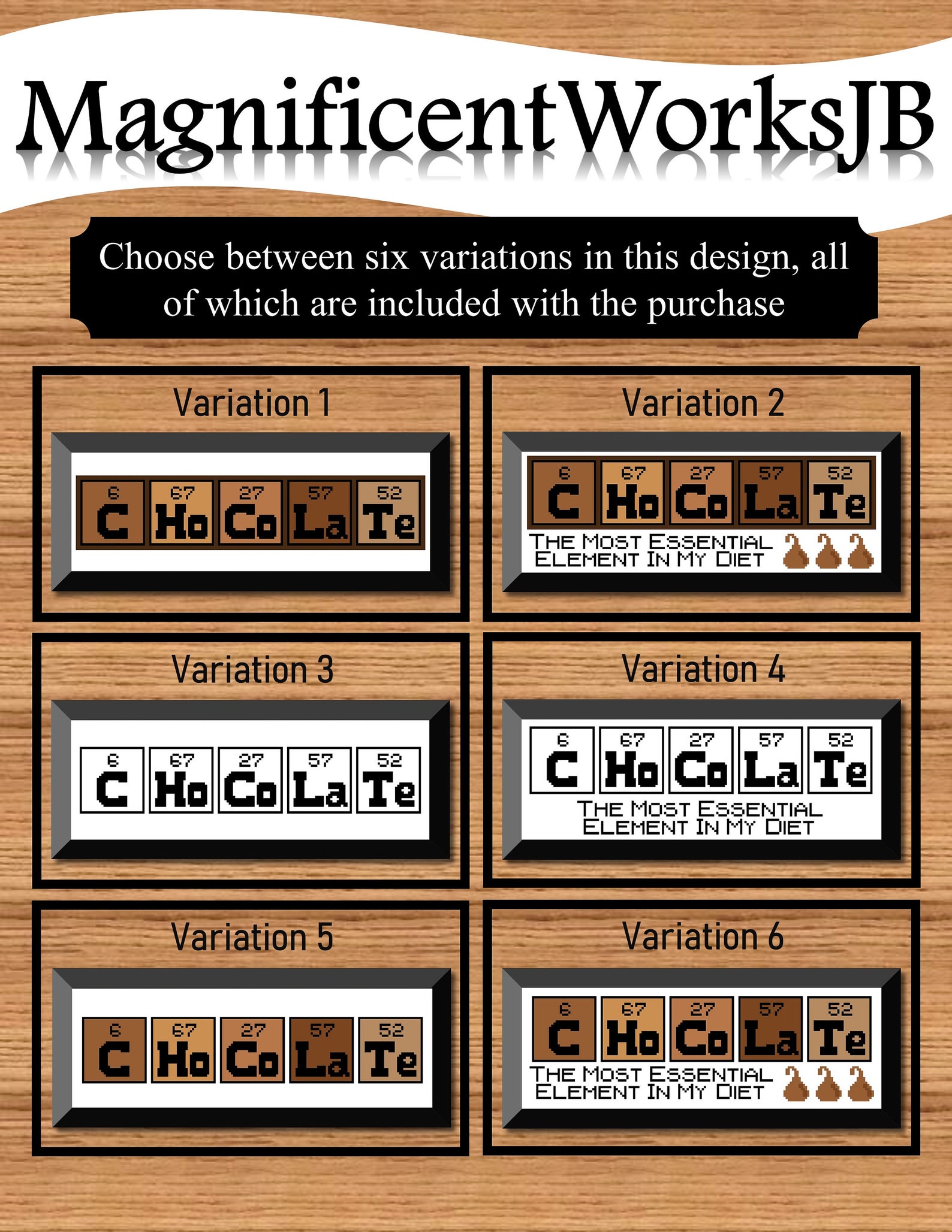 Chocolate Periodic Table Cross Stitch Pattern: Chemistry Dessert ...