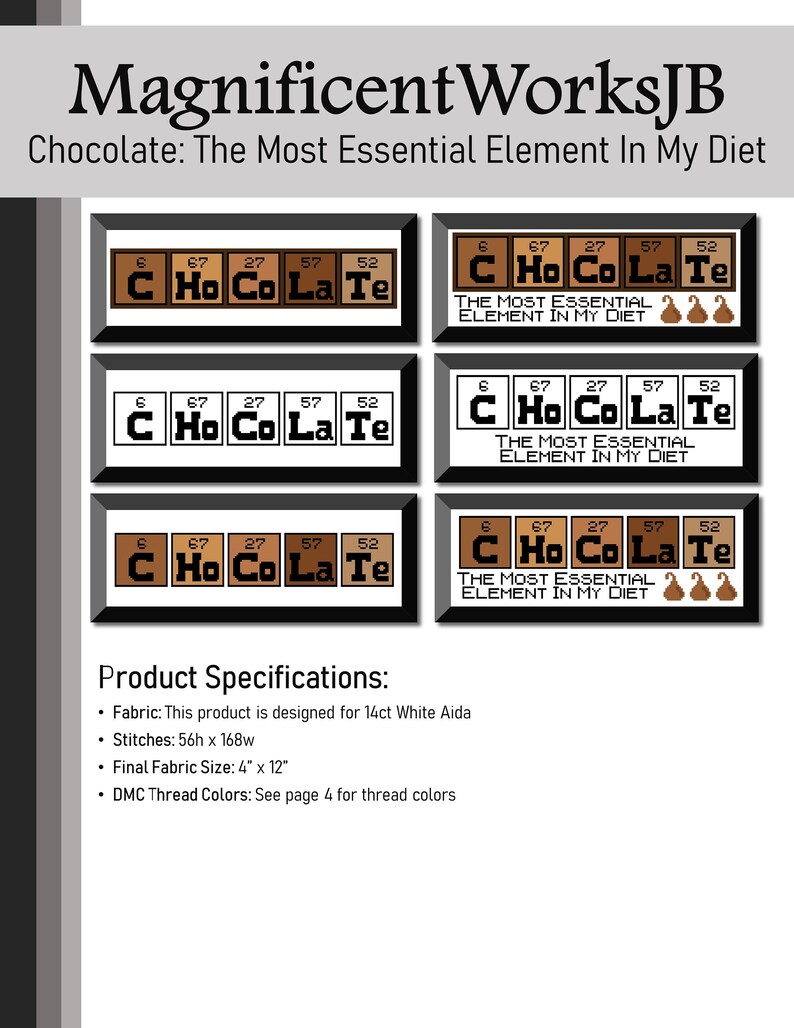 Chocolate Periodic Table Cross Stitch Chocolate: the Most | Etsy