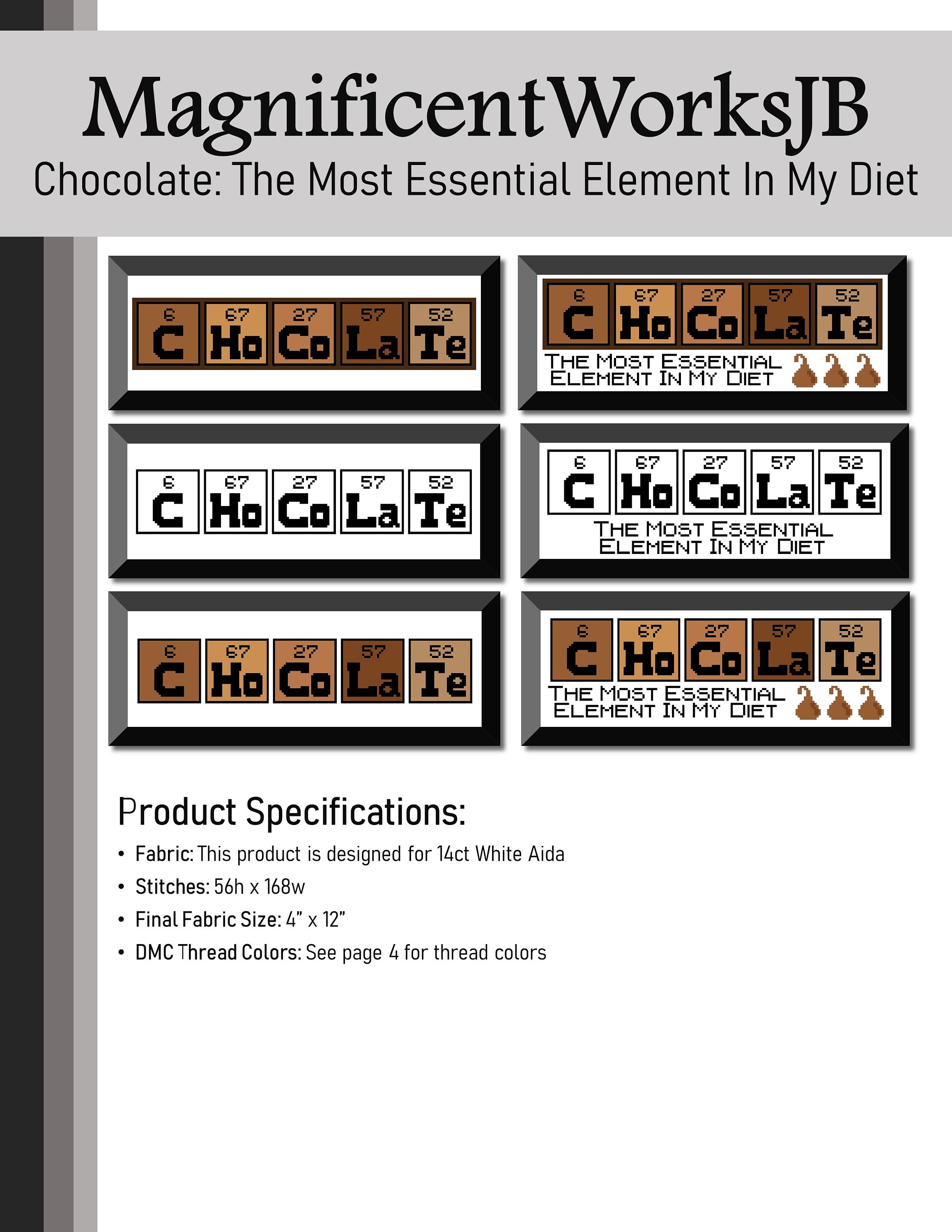 Chocolate Periodic Table Cross Stitch Chocolate: the Most | Etsy