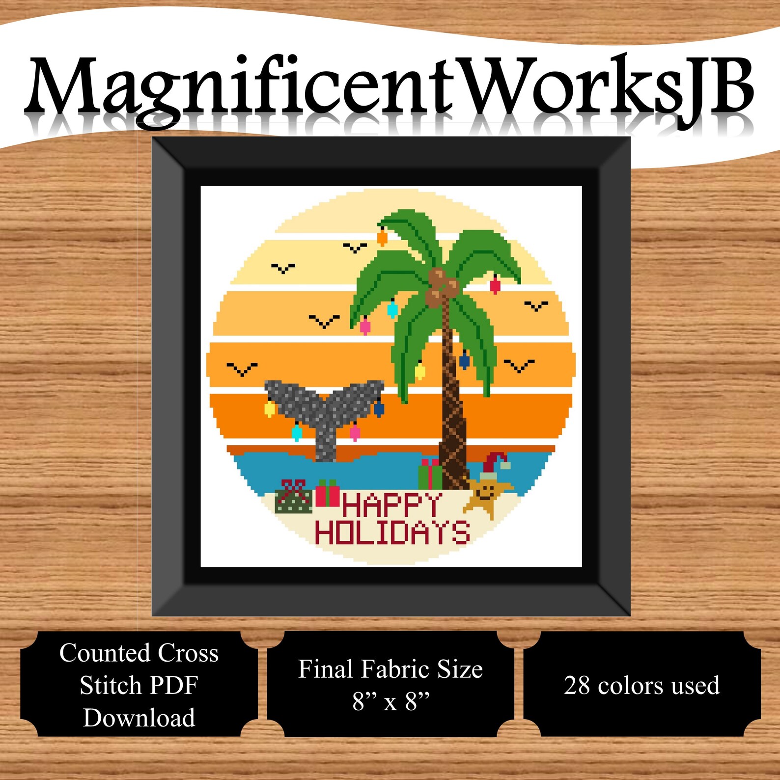 Palm Tree Cross Stitch - Coastal Christmas Cross Stitch - Beach ...