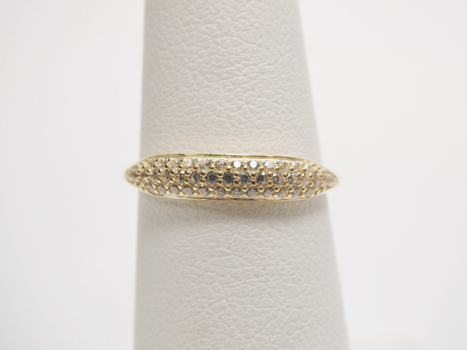 Real 10k Solid Yellow Gold Women's Classic Micro Pave Setting Ring - Etsy