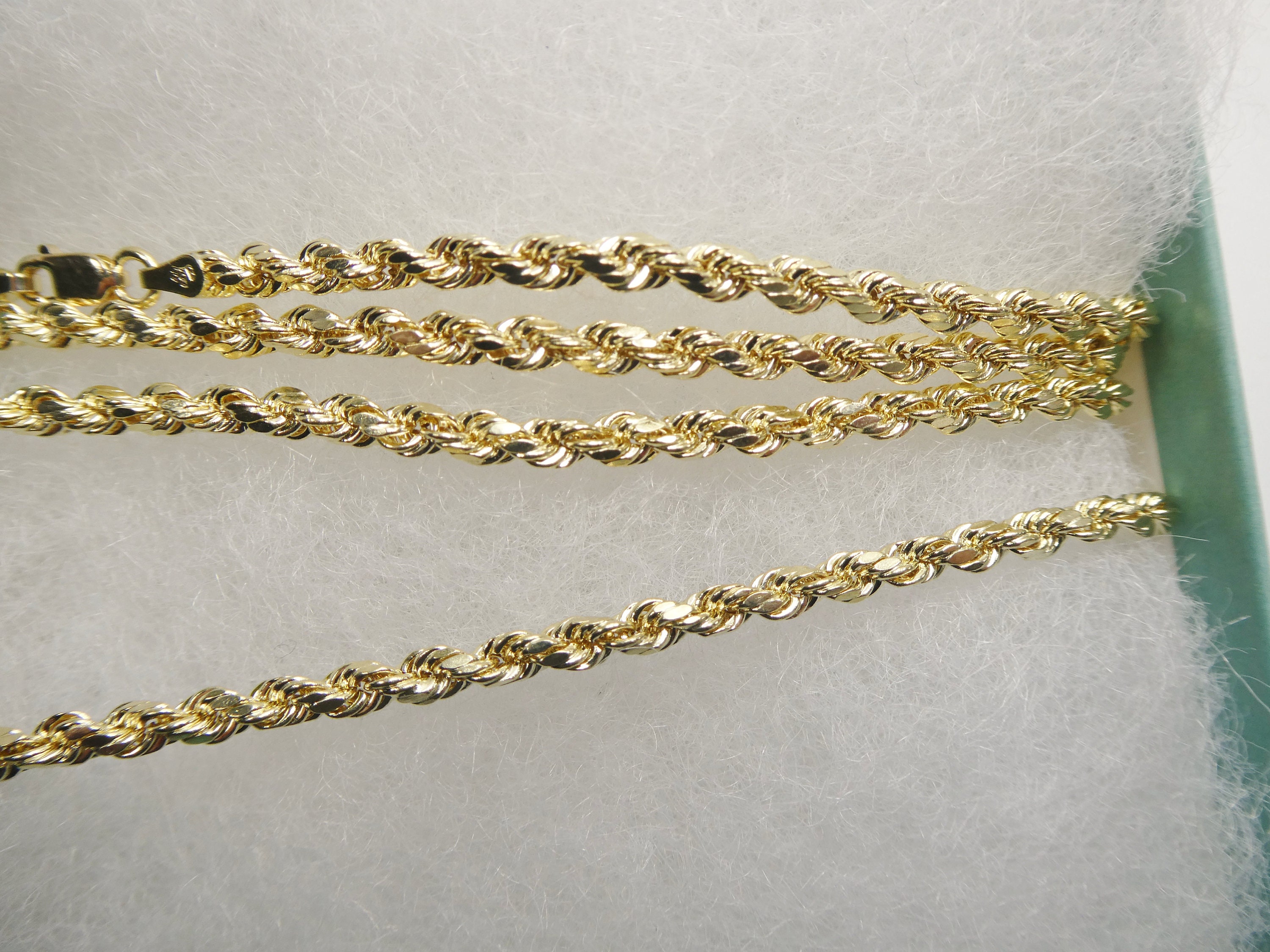 Real 10k Solid Yellow Gold Rope Chain - Etsy
