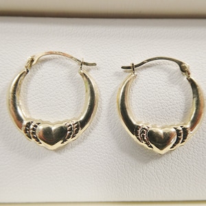 14k Real Solid Yellow Gold Small Heart Hoop Design Earrings - Etsy