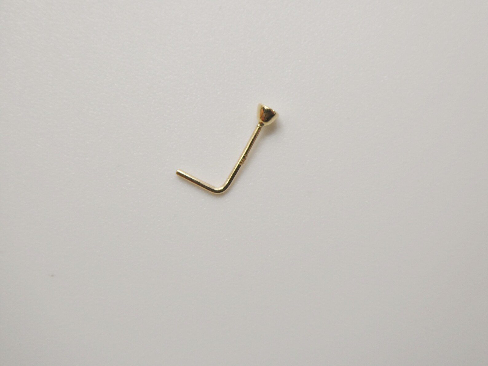 14k Real Solid Yellow Gold L SHAPE 1.5mm Round Stone Stud Nose Ring - Etsy