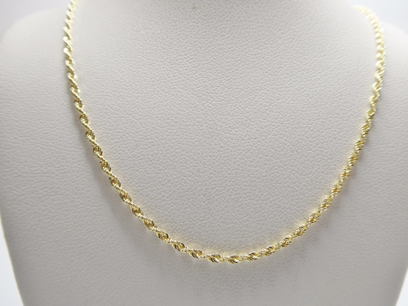 Real 14k Solid Yellow Gold Rope Chain Women Men Necklace - Etsy