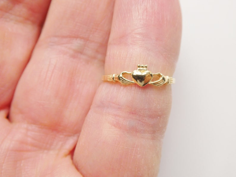 10k Solid Yellow Gold Women Girl Claddagh Ring - Etsy