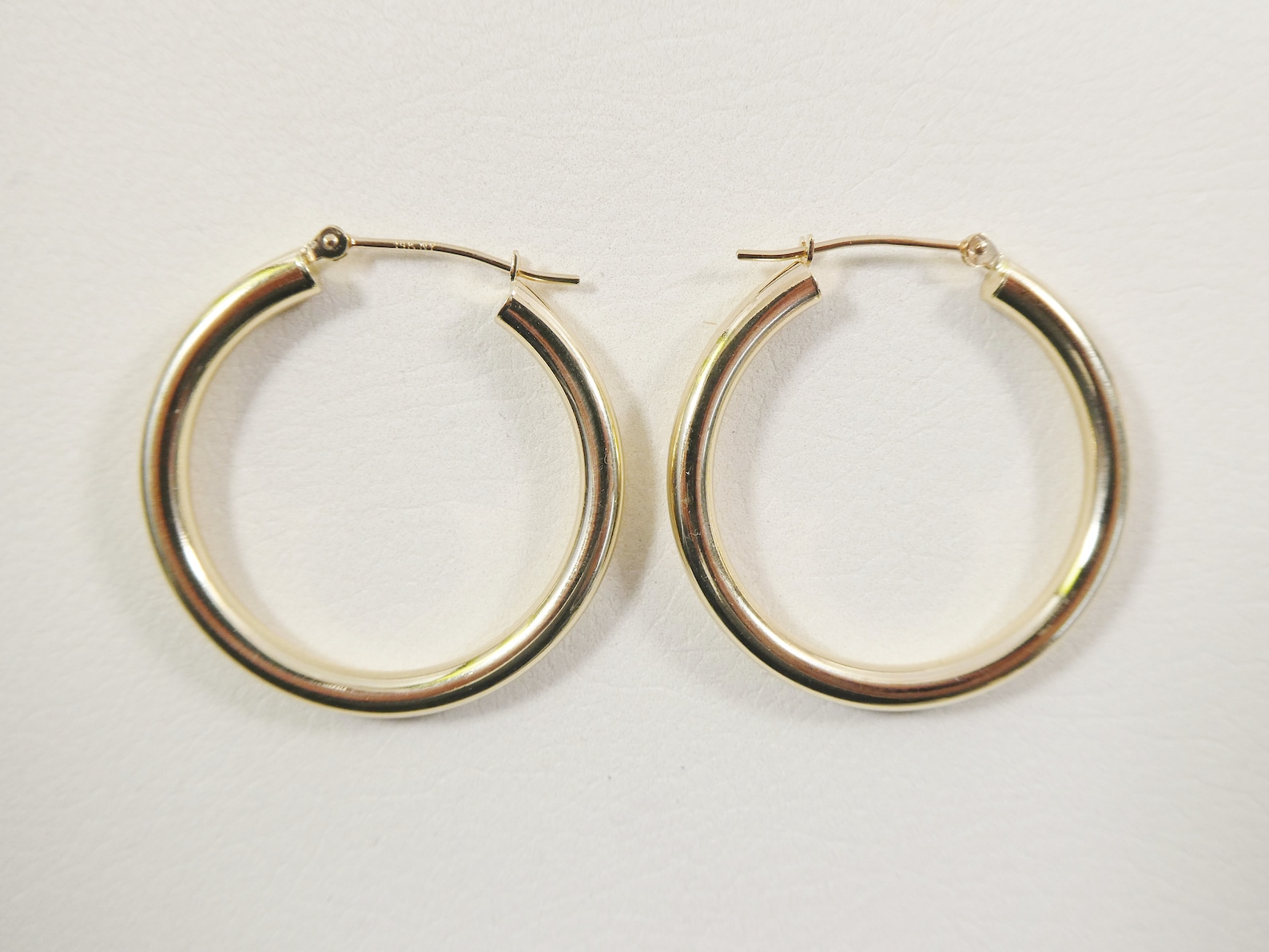 14K Real Solid Yellow Gold 3mm Round Hoop Earrings Snap Closure High ...