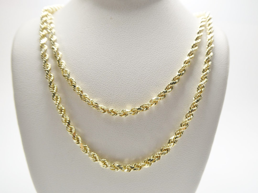 Real 10k Solid Yellow Gold Rope Chain - Etsy