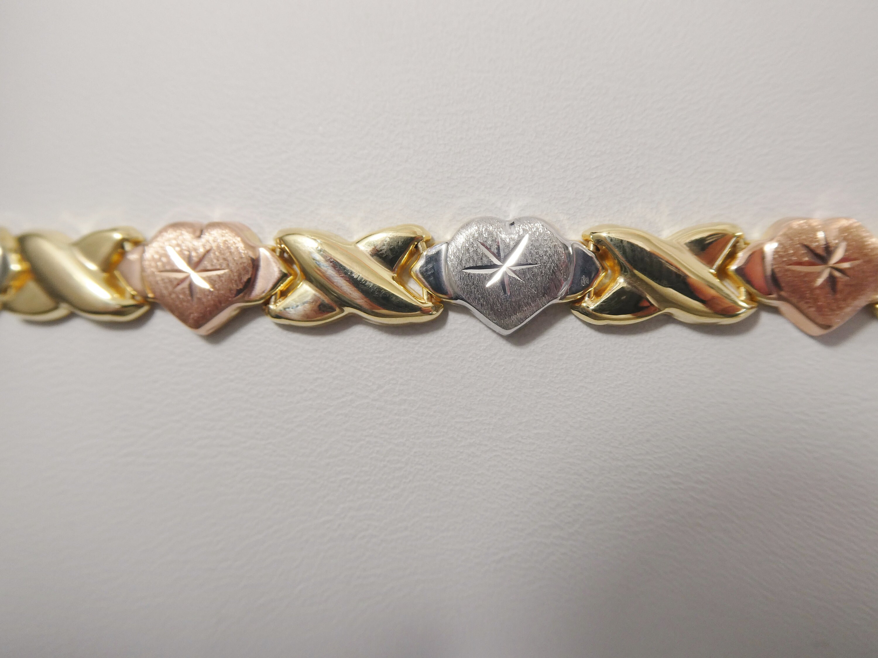 Sterling Silver XO Heart Necklace: Tri-color 14k Gold Finish - Etsy