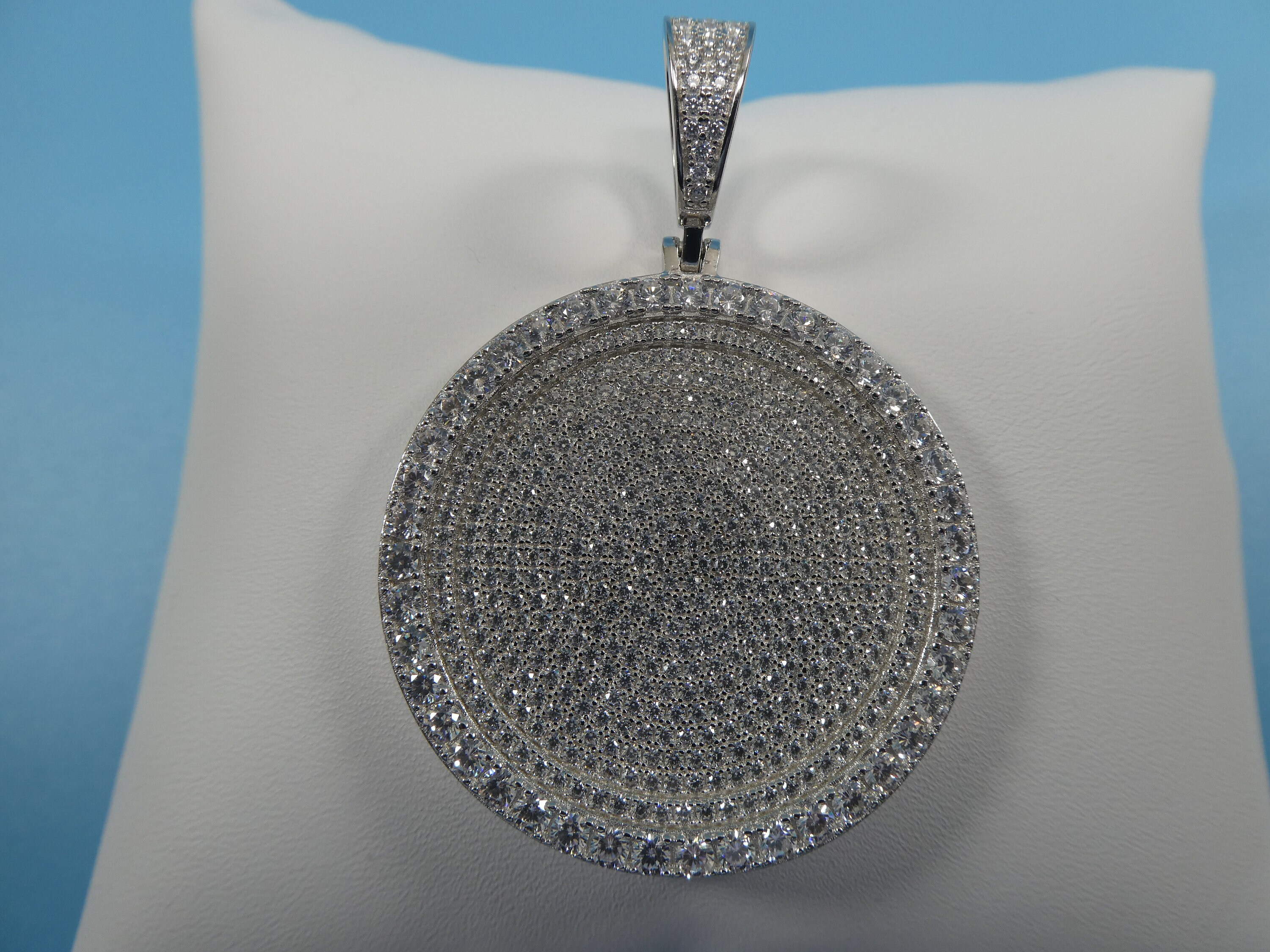 Real Solid 925 Sterling Silver Large Full Ice Circle Pendent - Etsy India