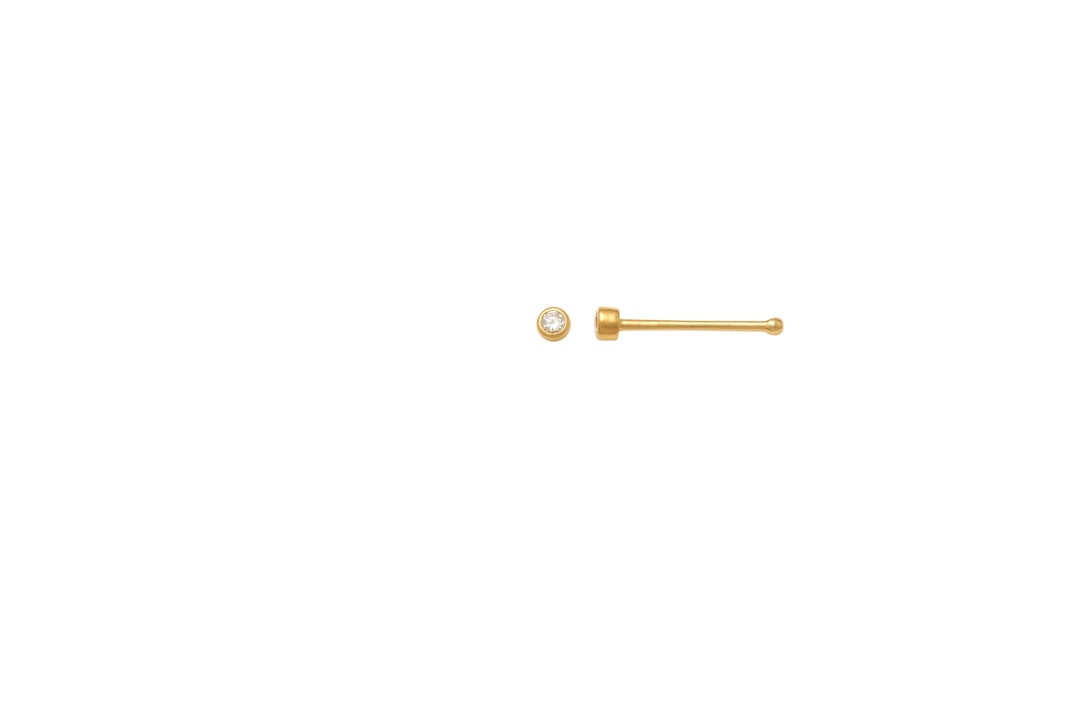 14k Real Solid Yellow Gold Long Post Nose Ring - Etsy