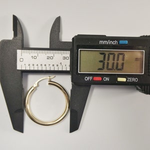 Real 10k Solid Yellow Gold Plain High Polish 30mm Hoop Huggie Earrings ...