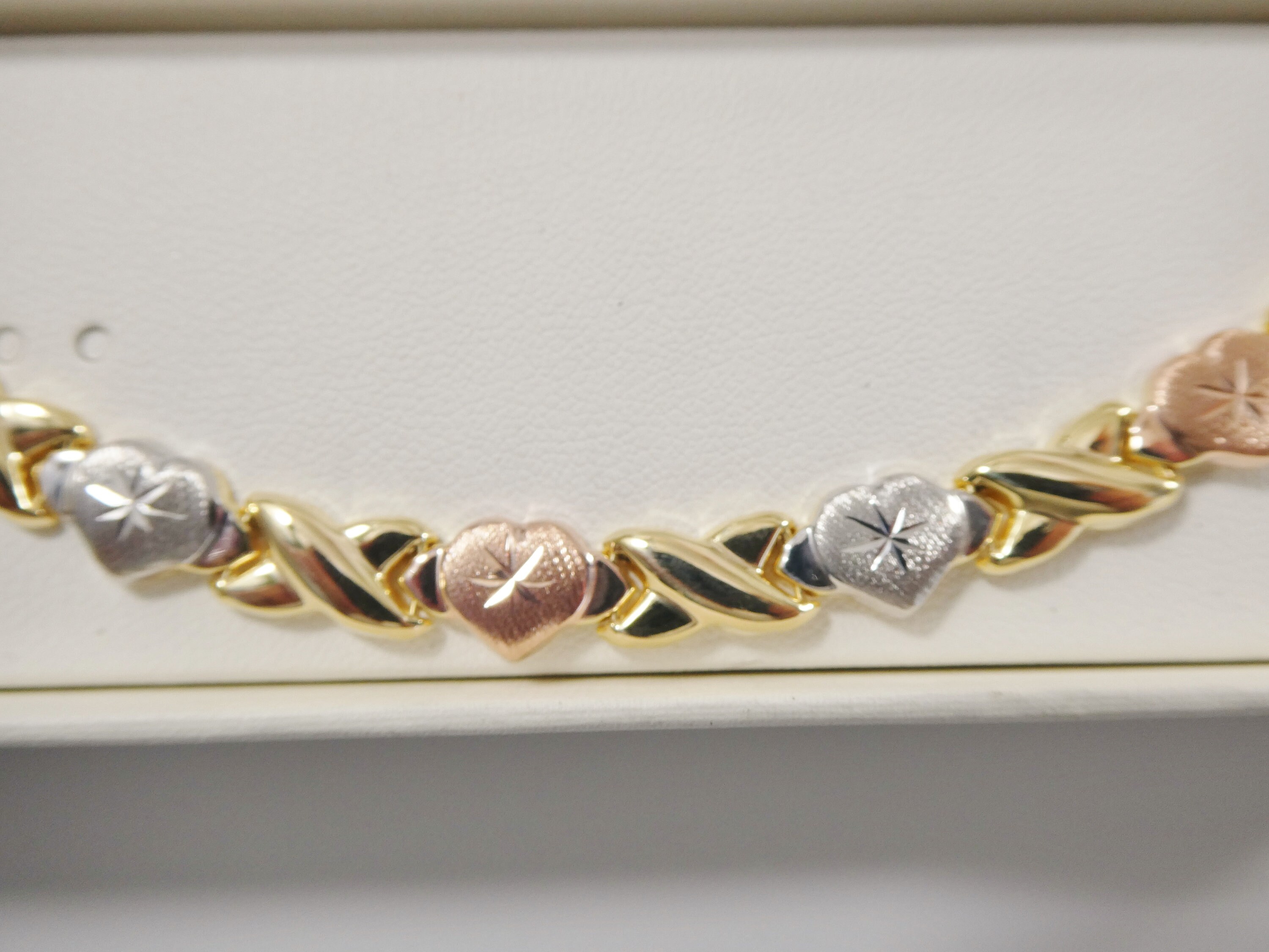 Sterling Silver XO Heart Necklace: Tri-color 14k Gold Finish - Etsy