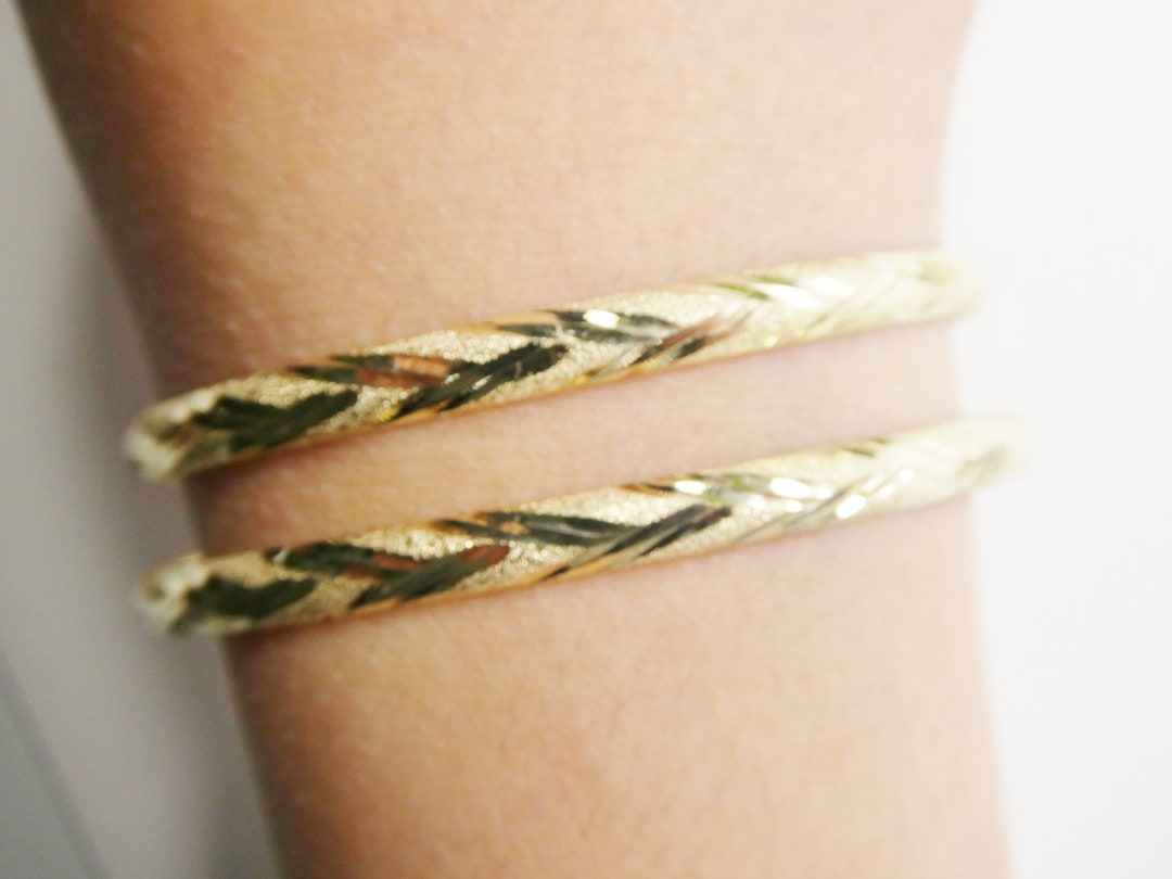 14K Real Solid Yellow Gold Children Baby Bangle Bracelet - Etsy