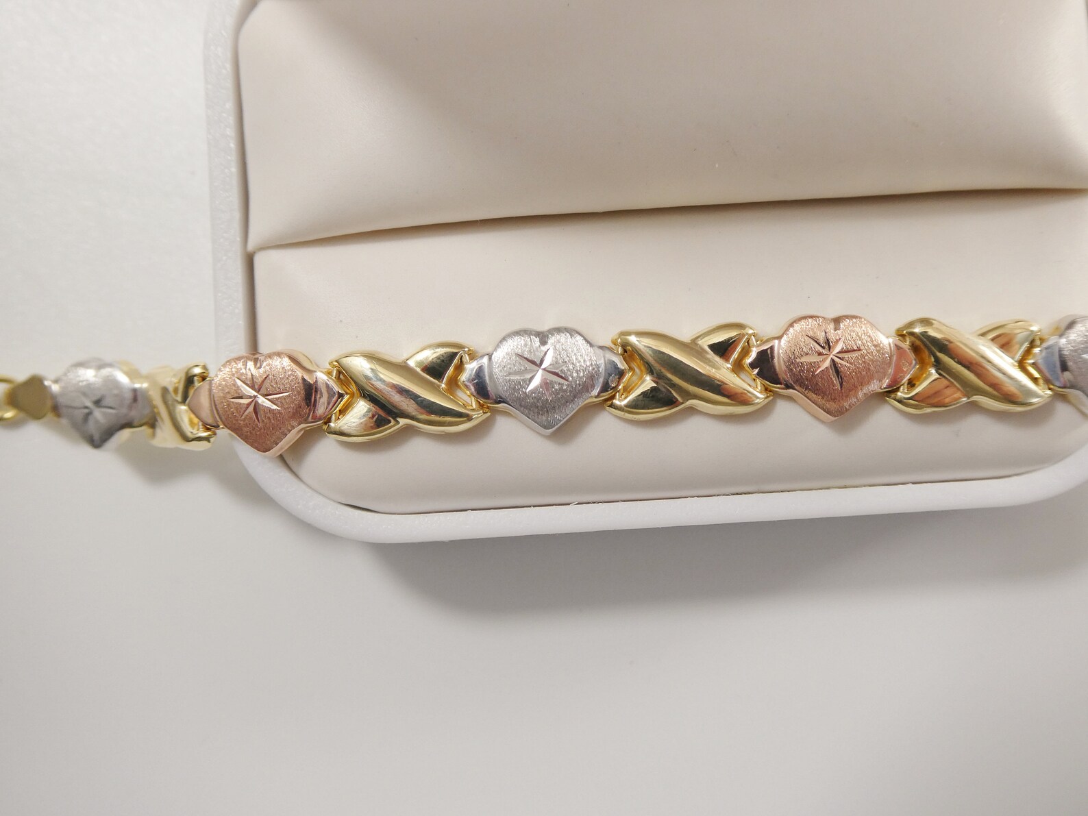 Sterling Silver XO Heart Necklace: Tri-color 14k Gold Finish - Etsy