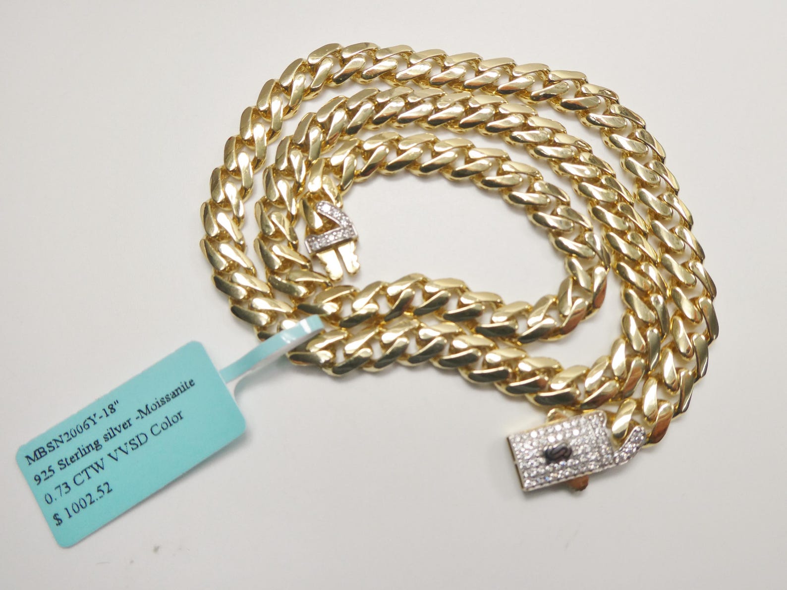 7mm Monaco Link Chain Necklace Bracelet Moissanite Real 925 Sterling ...
