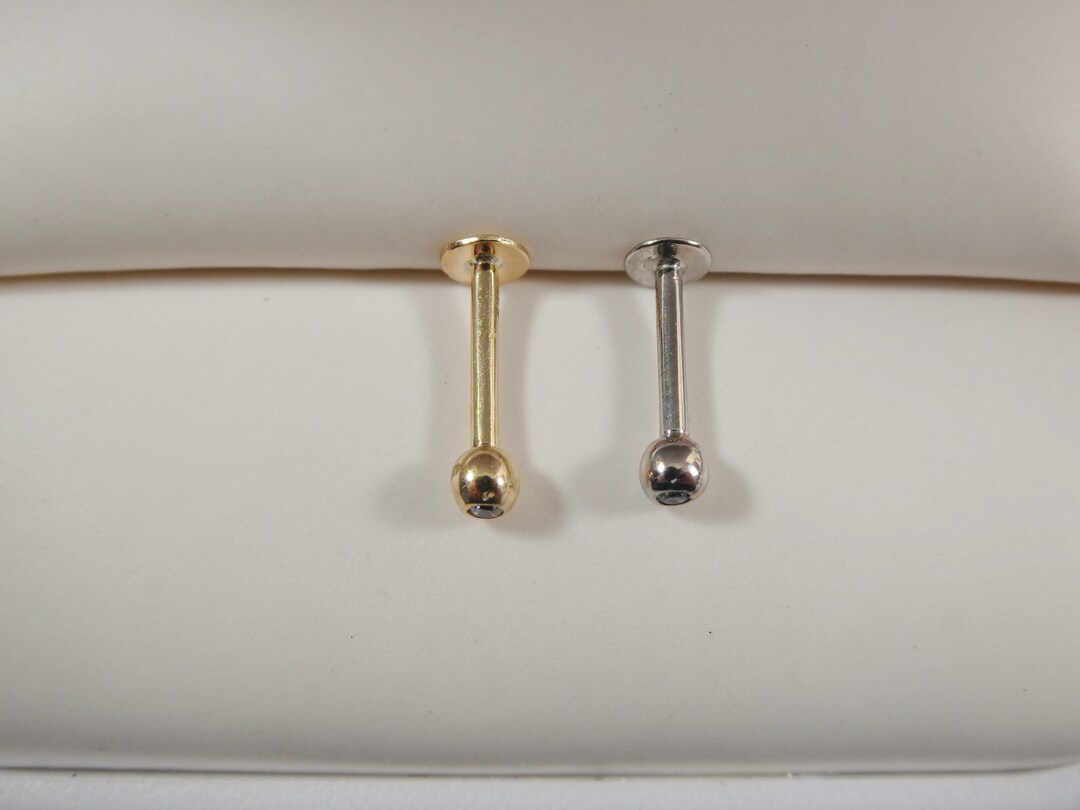 14K Real Solid Yellow Gold Lip Chin Stud Piercing - Etsy