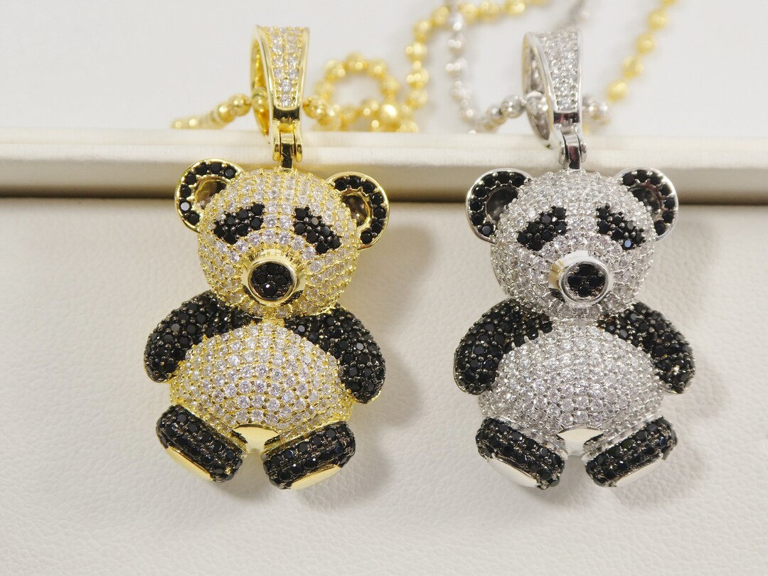 Real 925 Sterling Silver Teddy Bear Pendent and 2mm Moon Chain - Etsy