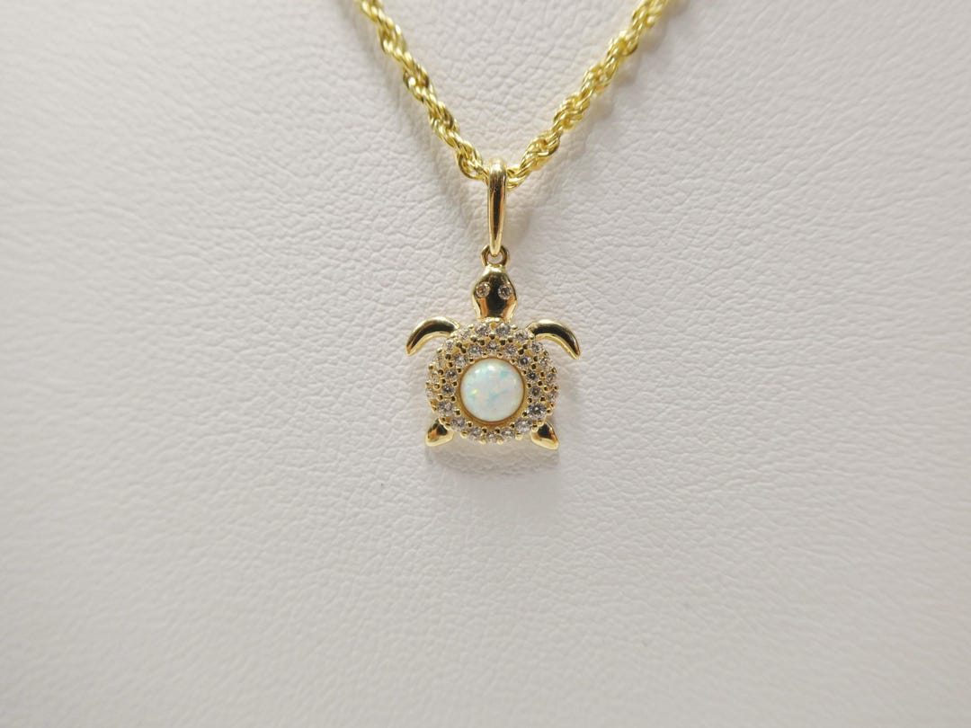 14k Real Solid Yellow Gold Turtle Pendent and Rope Necklace - Etsy