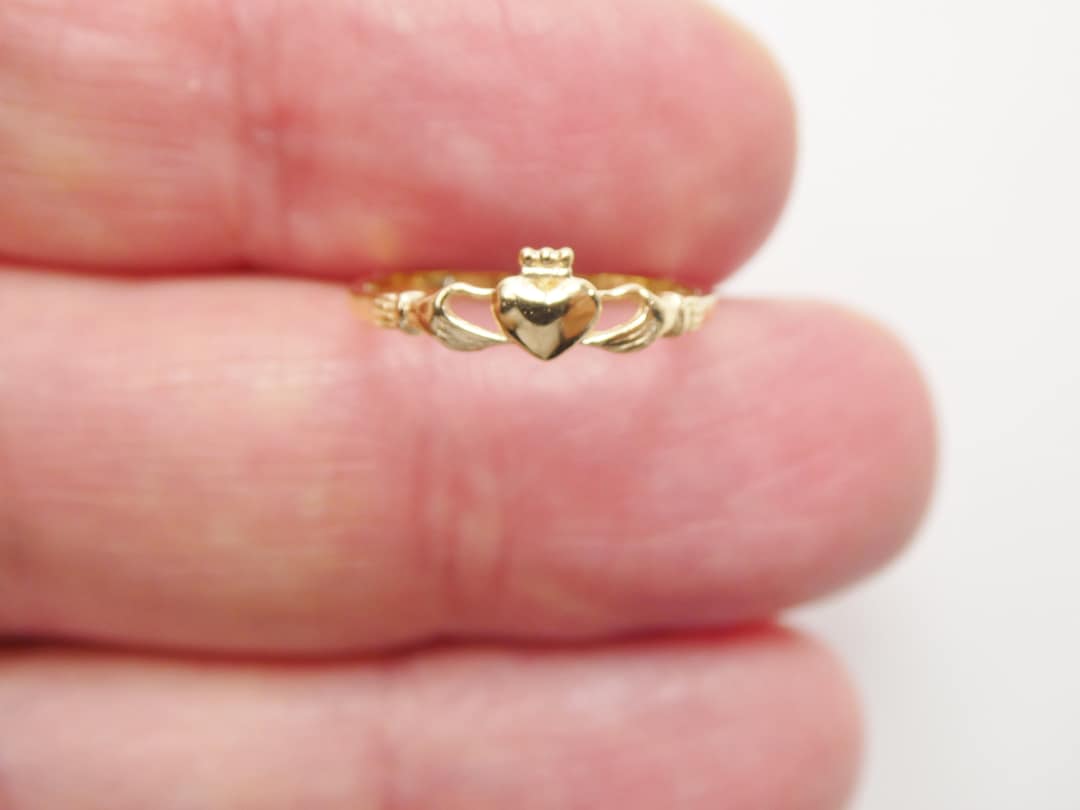10k Solid Yellow Gold Women Girl Claddagh Ring - Etsy